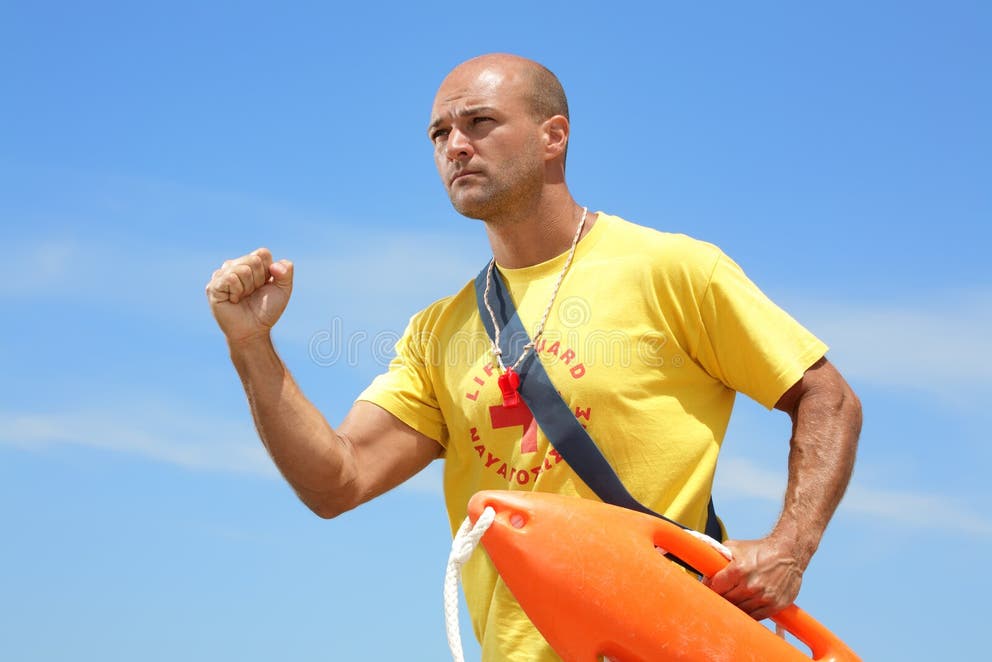Running lifeguard stock image. Image of outdoor, orange - 5239239