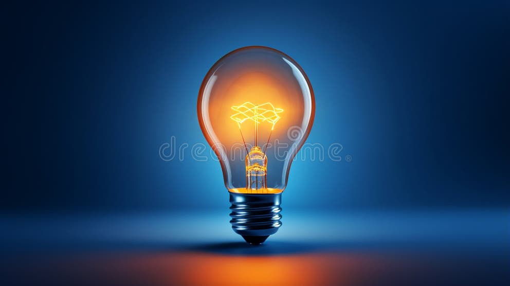 Running Light Bulb Representing Innovation Concept with Blue Background ...