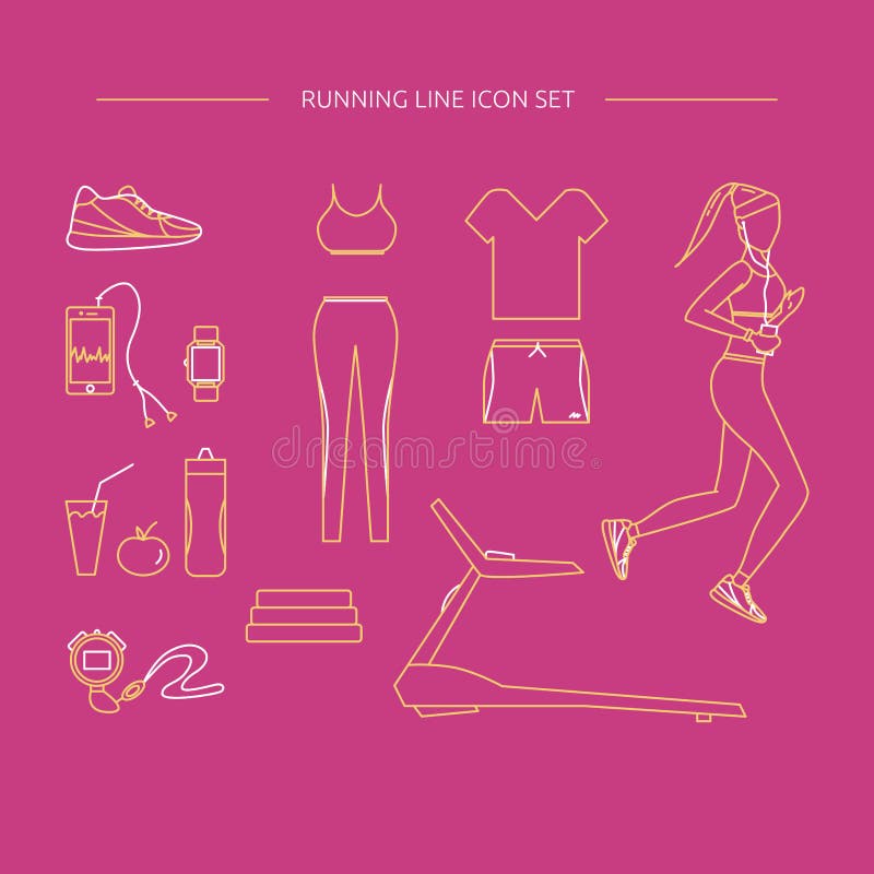 Running line icon set. stock illustration. Illustration of power - 90853432