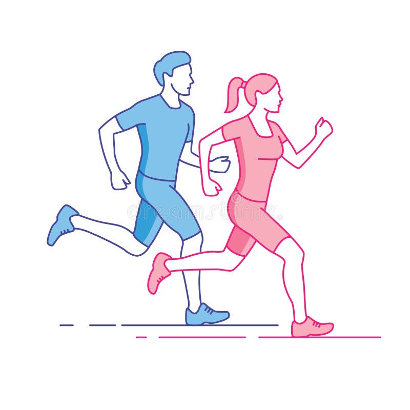 Running linear silhouetes stock vector. Illustration of silhouette ...