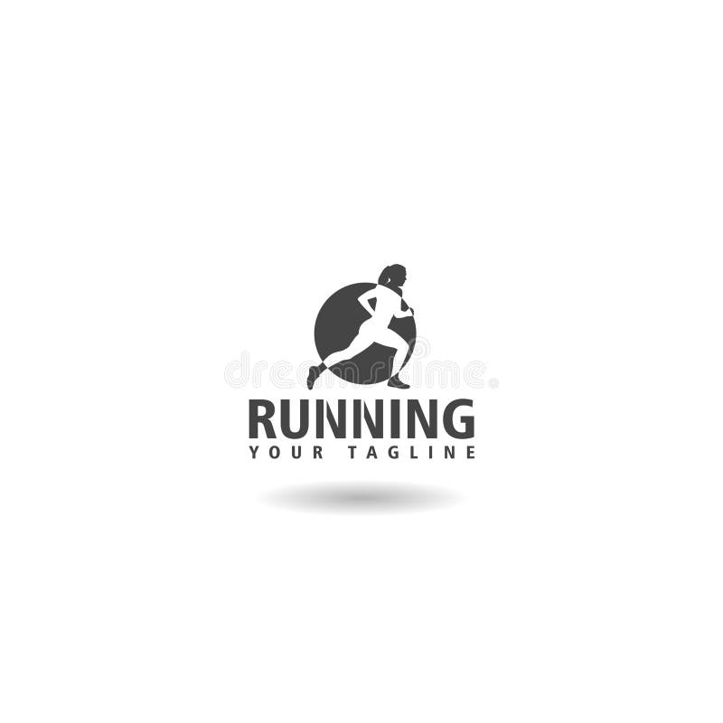 Running Logo Template Icon with Shadow Stock Vector - Illustration of ...