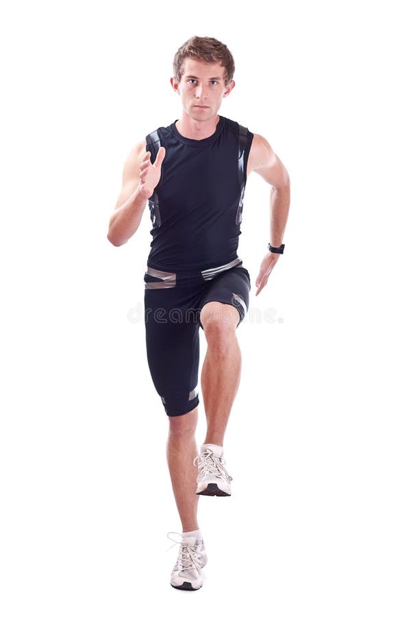 Man Profile Running Sprinting Full Length Stock Photo - Image of ...