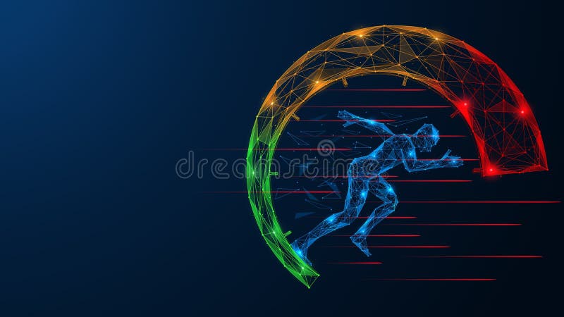A Running Man in the Center of the Speedometer Speed Scale. Stock ...