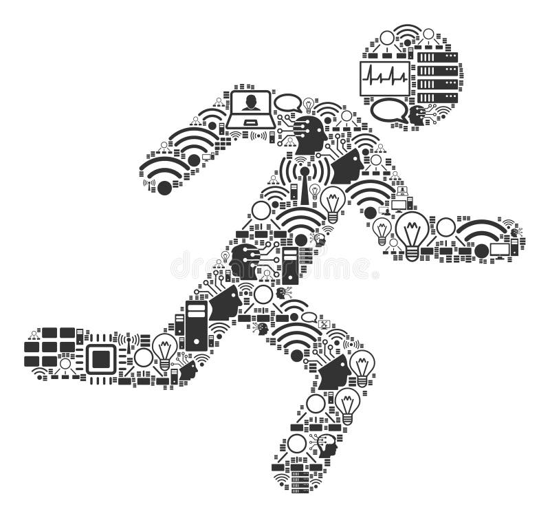 Running Man Composition Icon For Bigdata And Computing Stock Vector