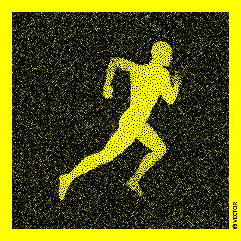 Running Man. 3D Human Body Model. Black and Yellow Grainy Design Stock ...