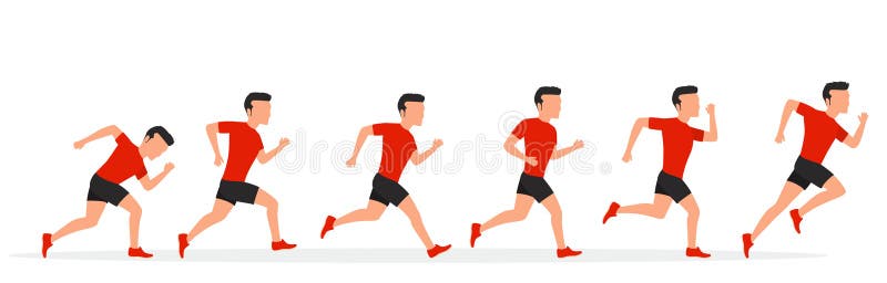 Running Man in Different Positions. Stock Vector - Illustration of ...