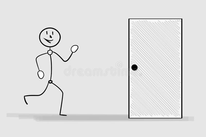 Exit Door and Running People Stock Illustration - Illustration of ...