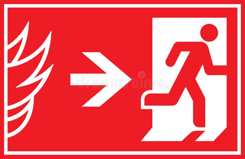 Running Man and Exit Door Sign. Emergency Exit. Escape Help Evacuation ...