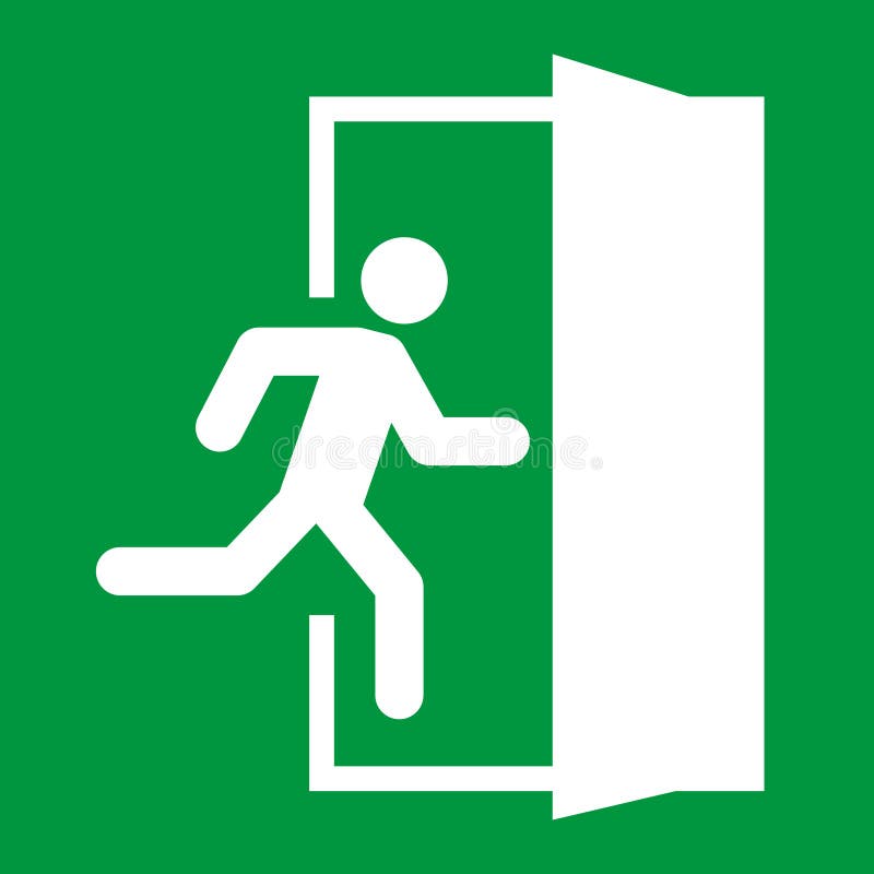 Running Man and Exit Door Sign. Vector Icon, Safety Symbol Stock Vector ...