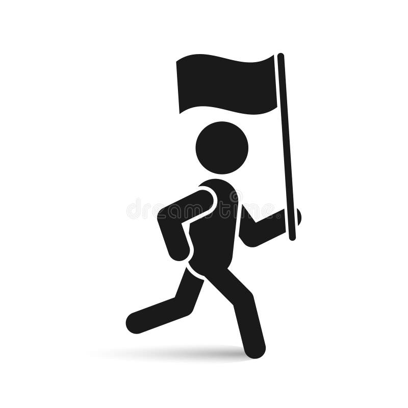 Running Man with Flag, Vector Illustration Stock Vector - Illustration ...