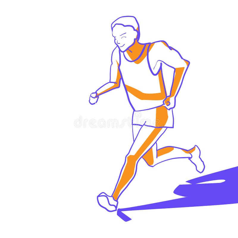 Running Man. Hand Drawn Sketch Vector Illustration. Template for ...
