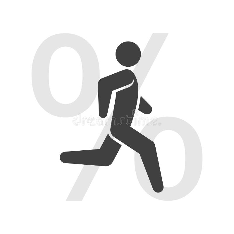 Running Man Icon White Black Silhouette Stock Vector - Illustration of ...