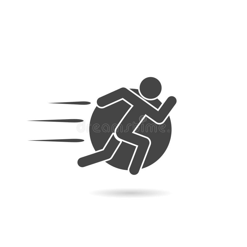Running Man Icon with Shadow Stock Vector - Illustration of direction ...