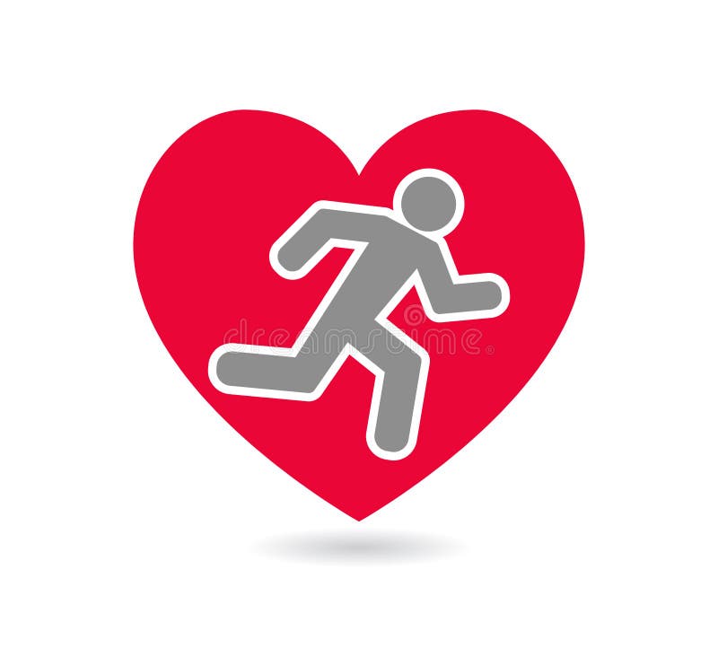 Running man inside heart stock vector. Illustration of running - 200996507
