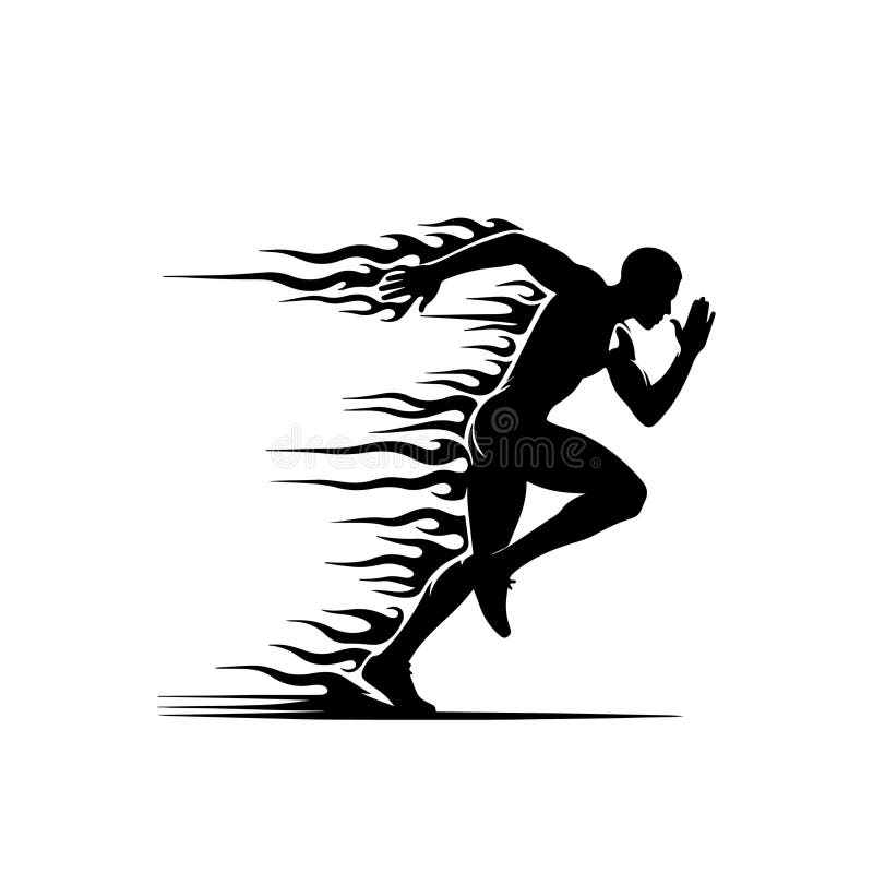 Running Man Leaving Fire Tracks Stock Illustration - Illustration of ...