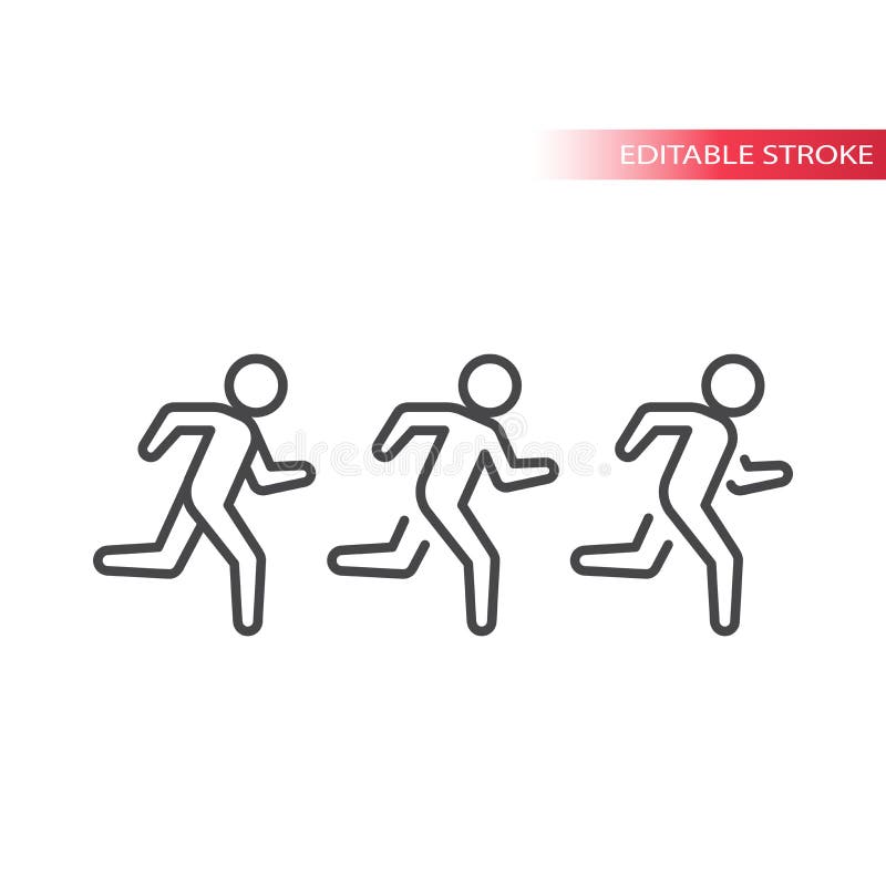 Running Man Line Vector Icon. Outline, Editable Stroke Stock Vector ...