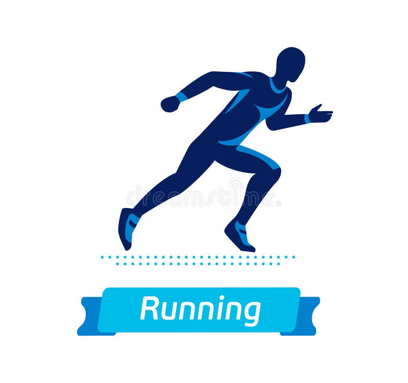 Running Man Logo or Badge. Vector Silhouette of Runner. Sport Emblem ...