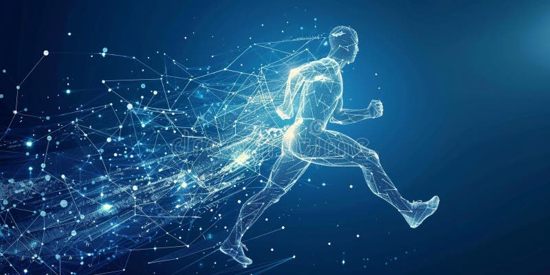 Running Man Low Poly Art. Exercise or Marathon Run Polygonal ...