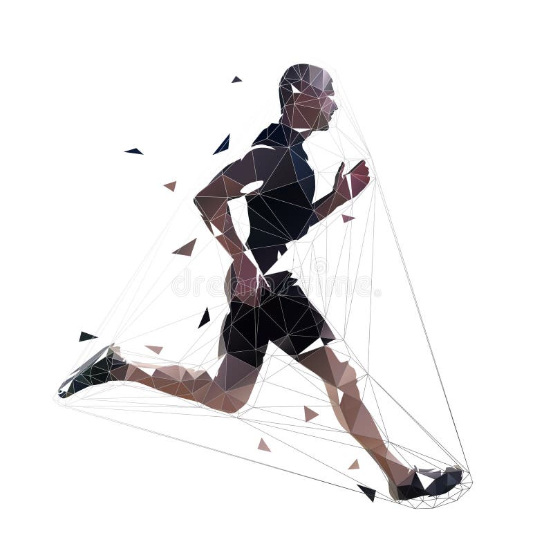 Vector Runner, Abstract Geometric Running Man Illustration. Side View ...
