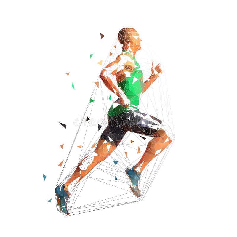 Running Man, Low Polygonal Vector Illustration. Geometric Runner, Side ...