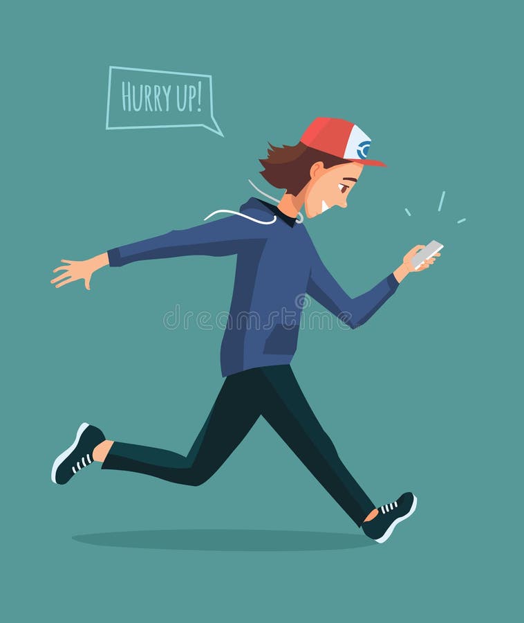 Flat PokÃ©mon Go Vector Illustration Man Smartphon Stock Vector ...