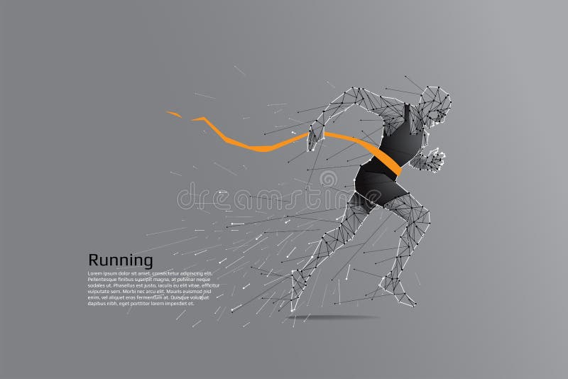 Running Man. Motion Art Line Dot Concept Stock Vector - Illustration of ...