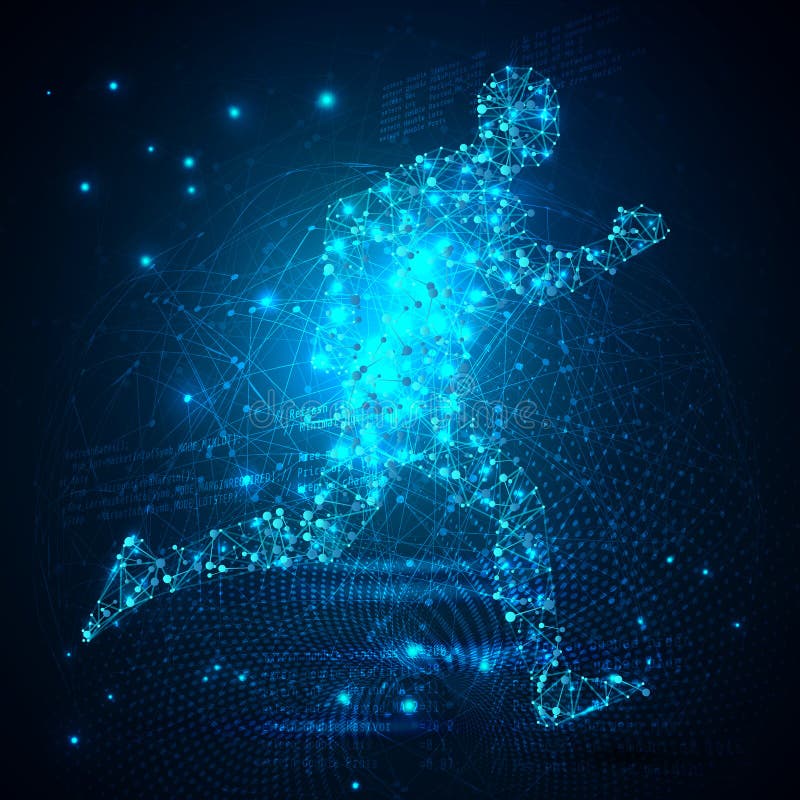 Running Man,Network Connection Turned into, Vector. Futuristic Design ...