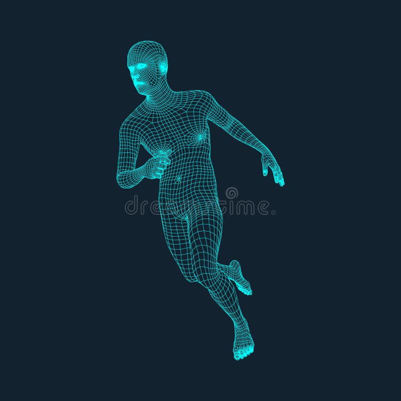 Running Man. Polygonal Design. 3D Model of Man. Geometric Design ...