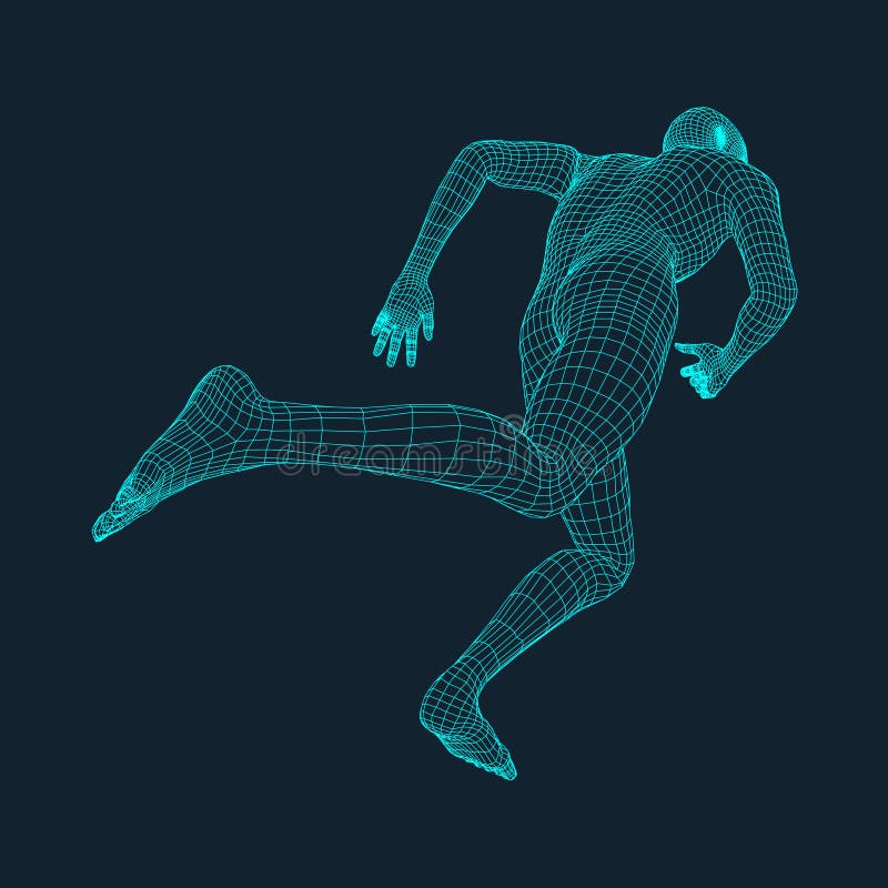 Running Man. Polygonal Design. 3D Model of Man. Geometric Design ...
