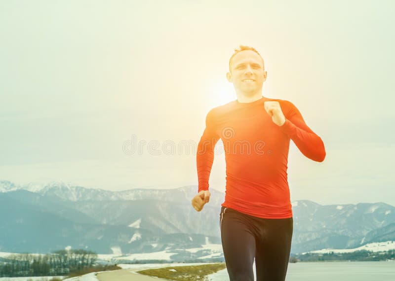 Running Man Portrait in Cold Spring Day Stock Photo - Image of male ...