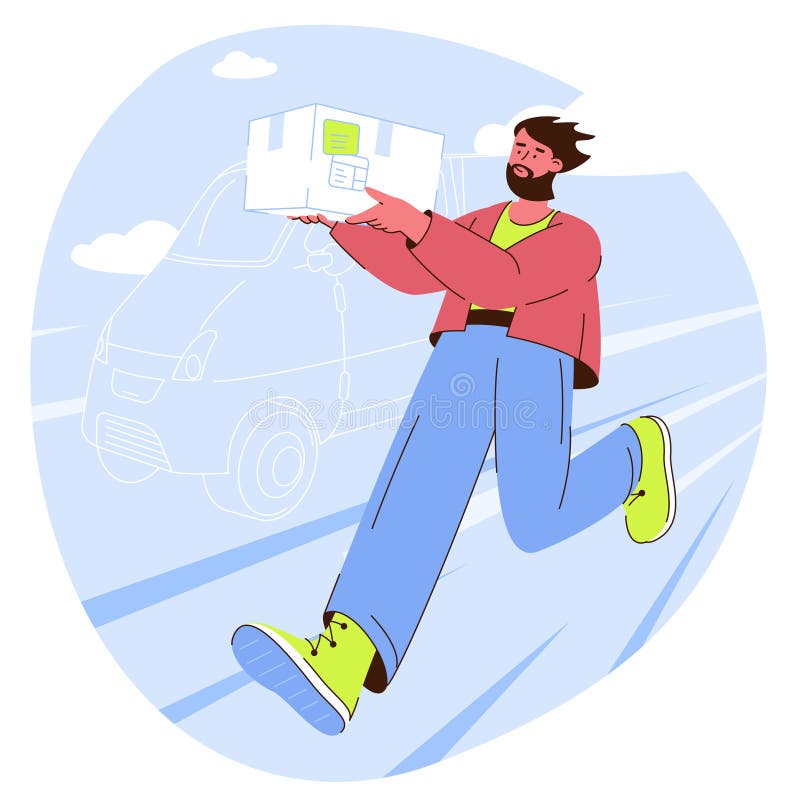 The Running Man with Postal Box. Stock Vector - Illustration of post ...