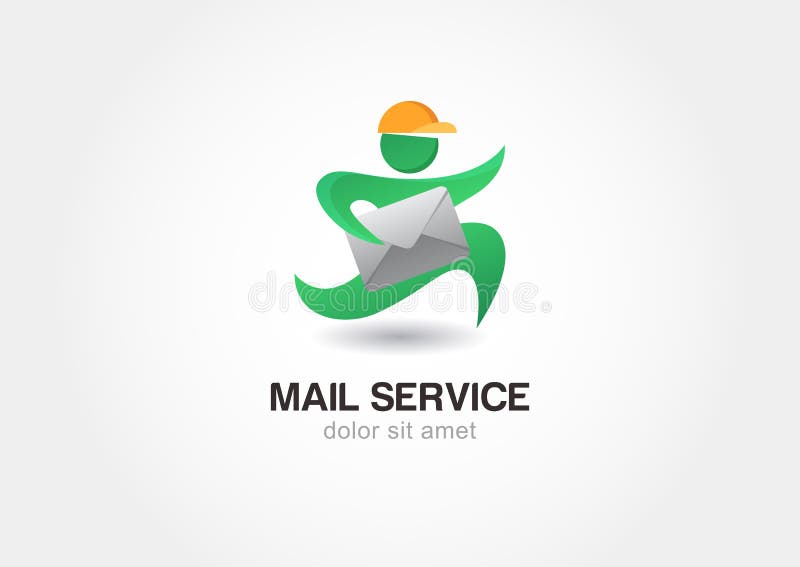 Running Man with Postal Envelope. Courier with Parcel. Mail Service ...