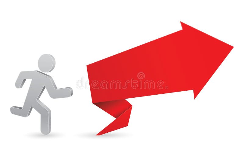 Running man with red arrow stock vector. Illustration of paper - 330523579