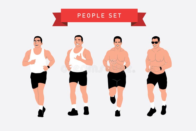 Running Man Set. Vector Illustration of a Man in Sportswear Stock ...