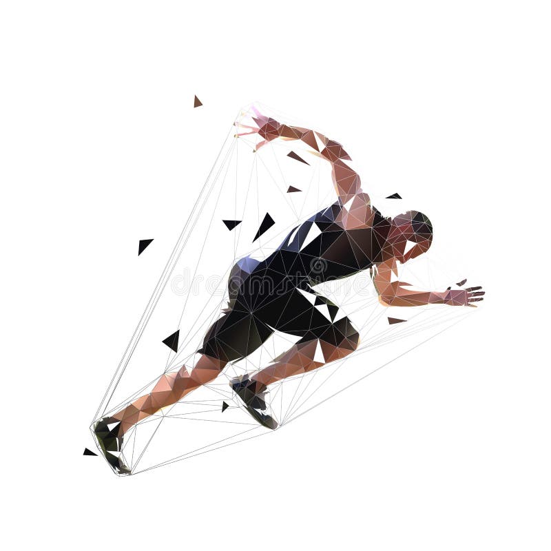 Running Man, Side View, Isolated Geometric Vector Illustration. Run ...