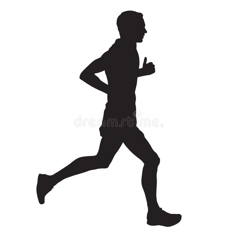 Running Man, Side View, Isolated Silhouette Stock Vector - Illustration ...