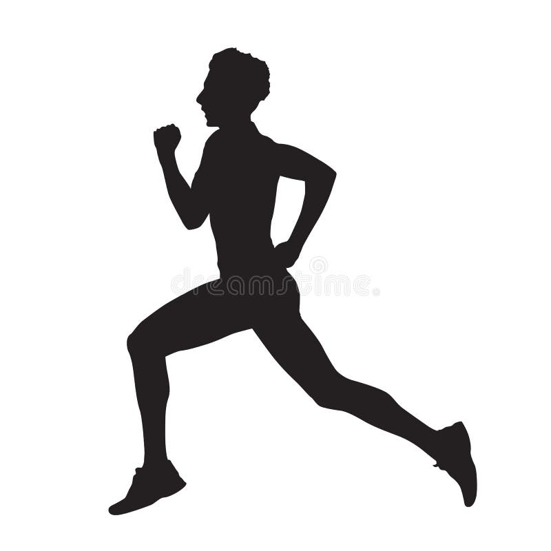 Running Man Side View Vector Silhouette Stock Vector - Illustration of ...