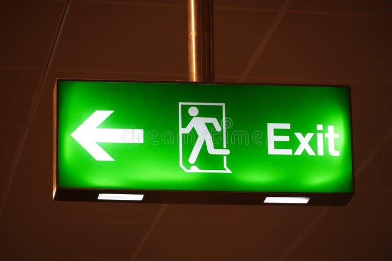 Emergency Exit Sign Directional Arrow Modern Building Stock Photos ...