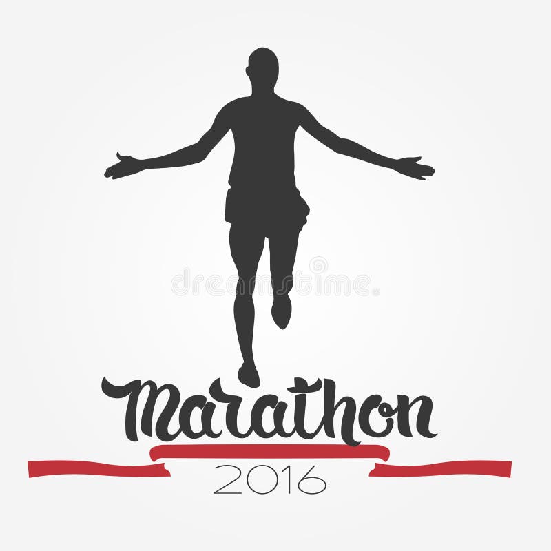 Running Man Silhouette and Hand Written Quote Marathon Stock Vector ...