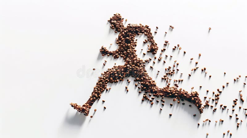Running Man Silhouette Made of Coffee Beans Stock Illustration ...