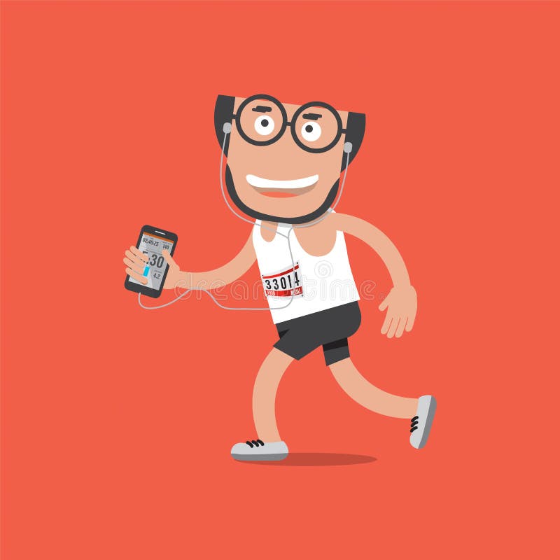 Running Man with Sport Activity Tracking Application Stock Vector ...