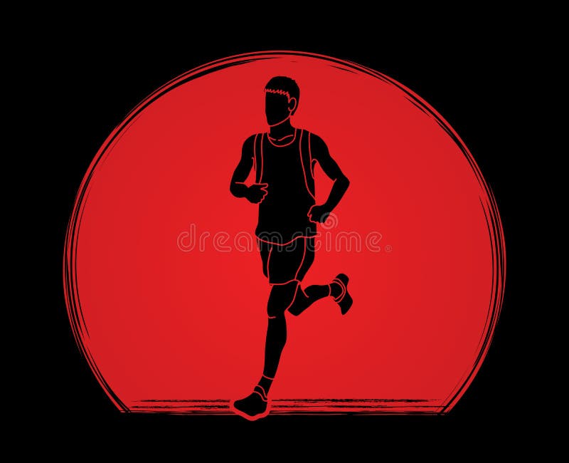 Running Man, Sport Man Sprinter, Marathon Runner Stock Vector ...
