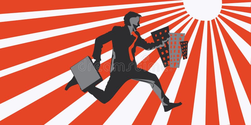Running Man with Sunburst stock illustration. Illustration of sunburst ...