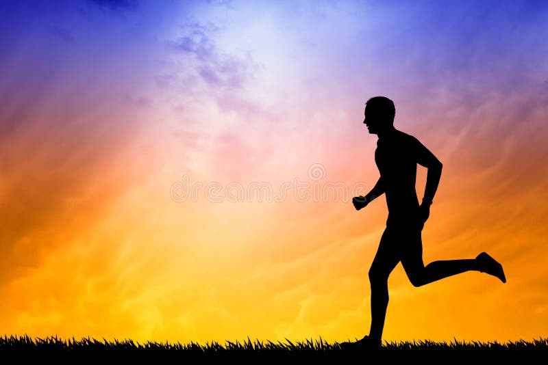 Running man at sunset stock illustration. Illustration of running ...