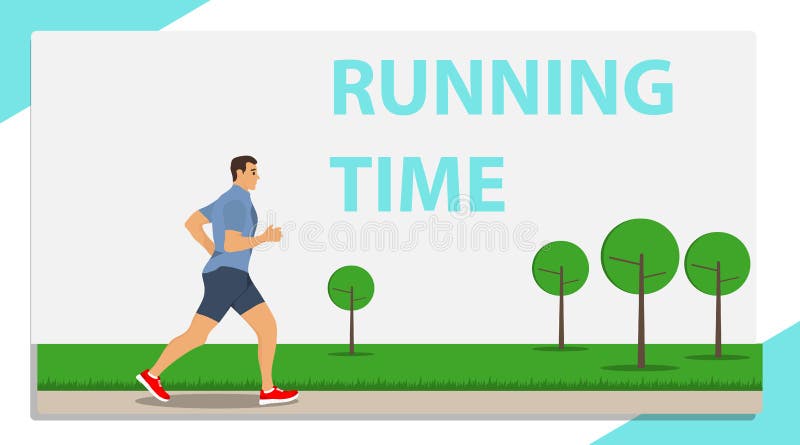 Running Man, Time To Run. a Man Running in the Park Stock Illustration ...