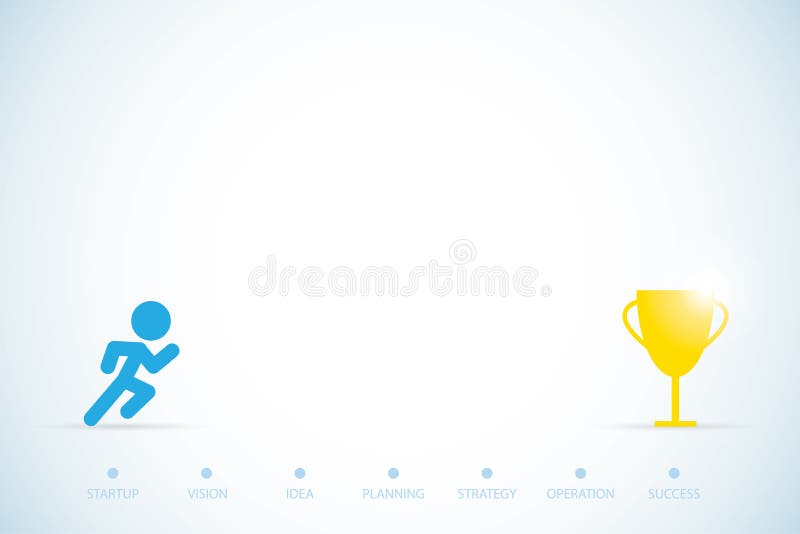 Running Man with Trophy and Text, Startup and Business Concept Stock ...