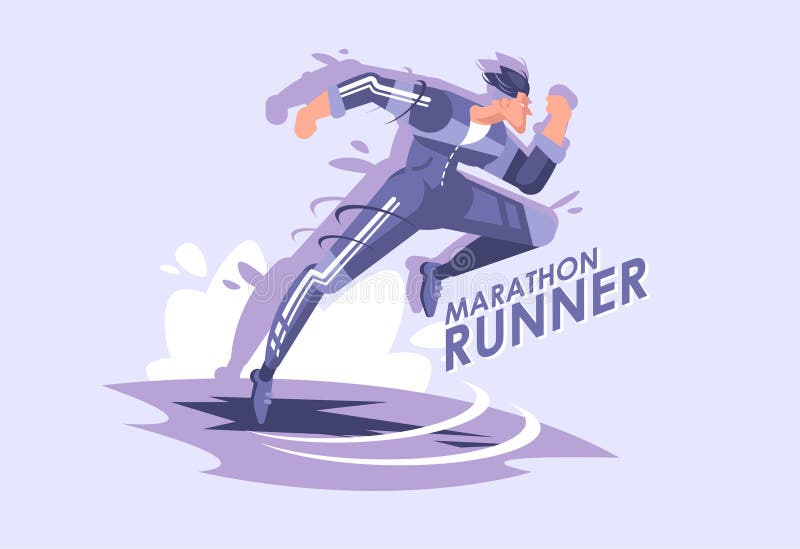 Running Man Vector Illustration, a Marathon Runner in Sports Uniform ...