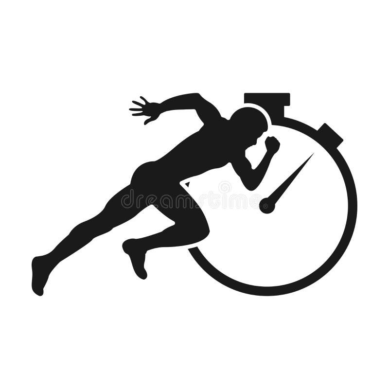 Running Man Vector Symbol, Stopwatch Line Vector Icon Stock Vector ...