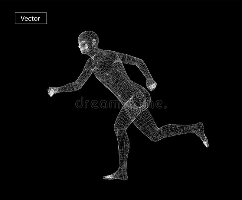 Running Man Wireframe Art Illustration. Polygonal Space Low Poly with ...
