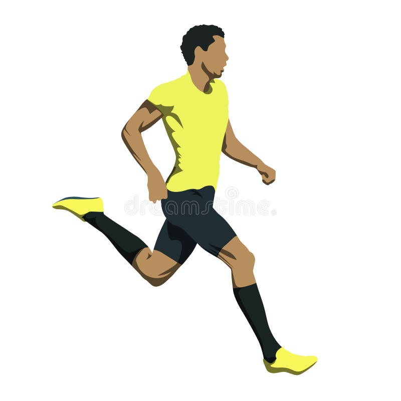 Running Man in Yellow Shirt, Sprinter Stock Vector - Illustration of ...